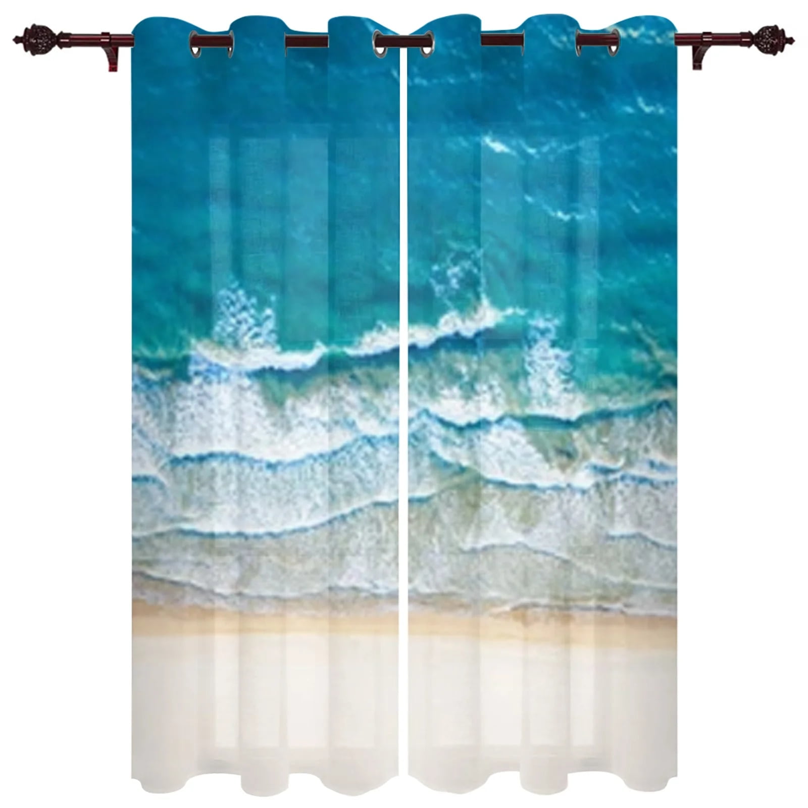 Seaside Beach Window Curtains For Living Room Bedroom Luxury Modern ...