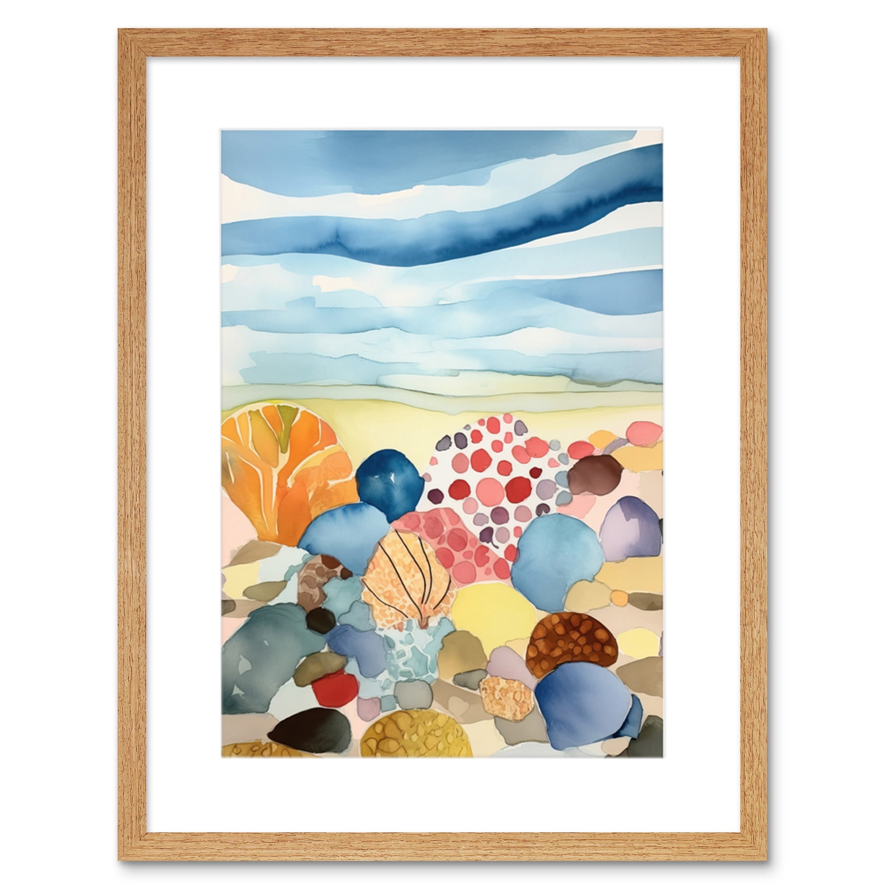 Seaside Beachcombing Colourful Seashells And Beach Pebbles Watercolour ...