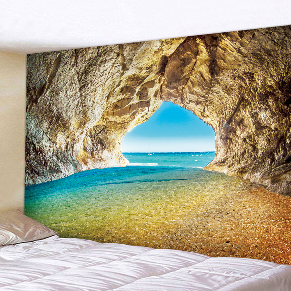 Seaside Cave Psychedelic Scene Home r Art Tapestry Hippie Bohemian ...