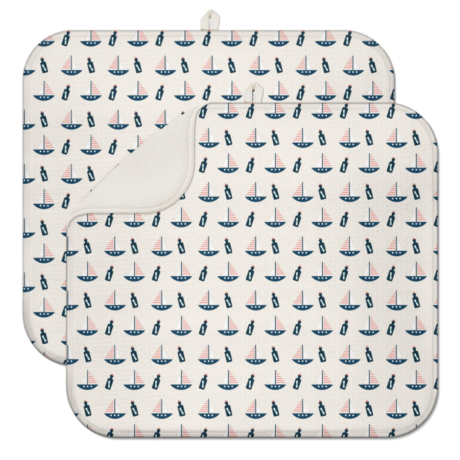 Seaside Coastal Coffee Mat Nautical Anchor Boat Sea Marine Waves Ocean ...