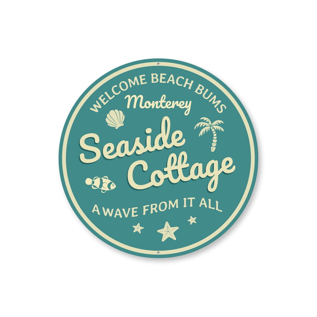 Seaside Cottage Sign, Beach House Welcome Sign, Beach Bum Aluminum ...