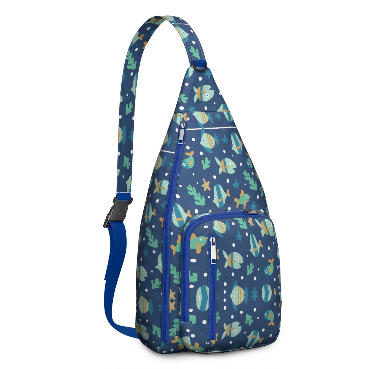 Seaside Fisherman's Sling Bag - Marine-Themed with Tropical Fish & Sand ...