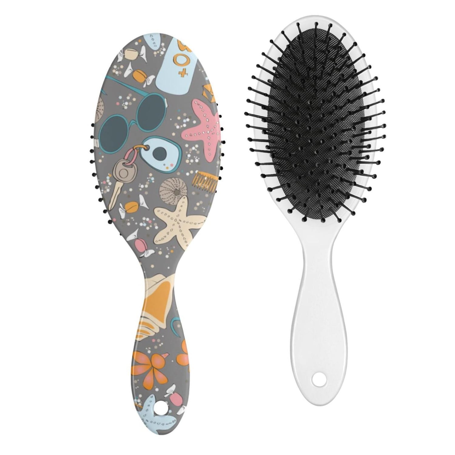 Seaside Hair Brush with Vintage Starfish and Coral Print, Nautical ...