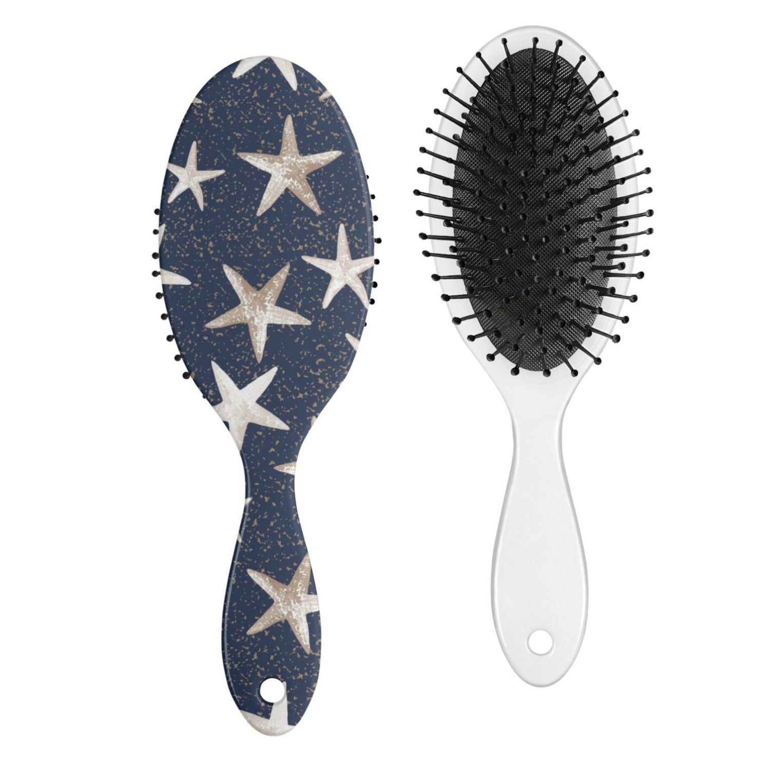 Seaside Hair Brush with Vintage Starfish and Coral Print, Nautical ...