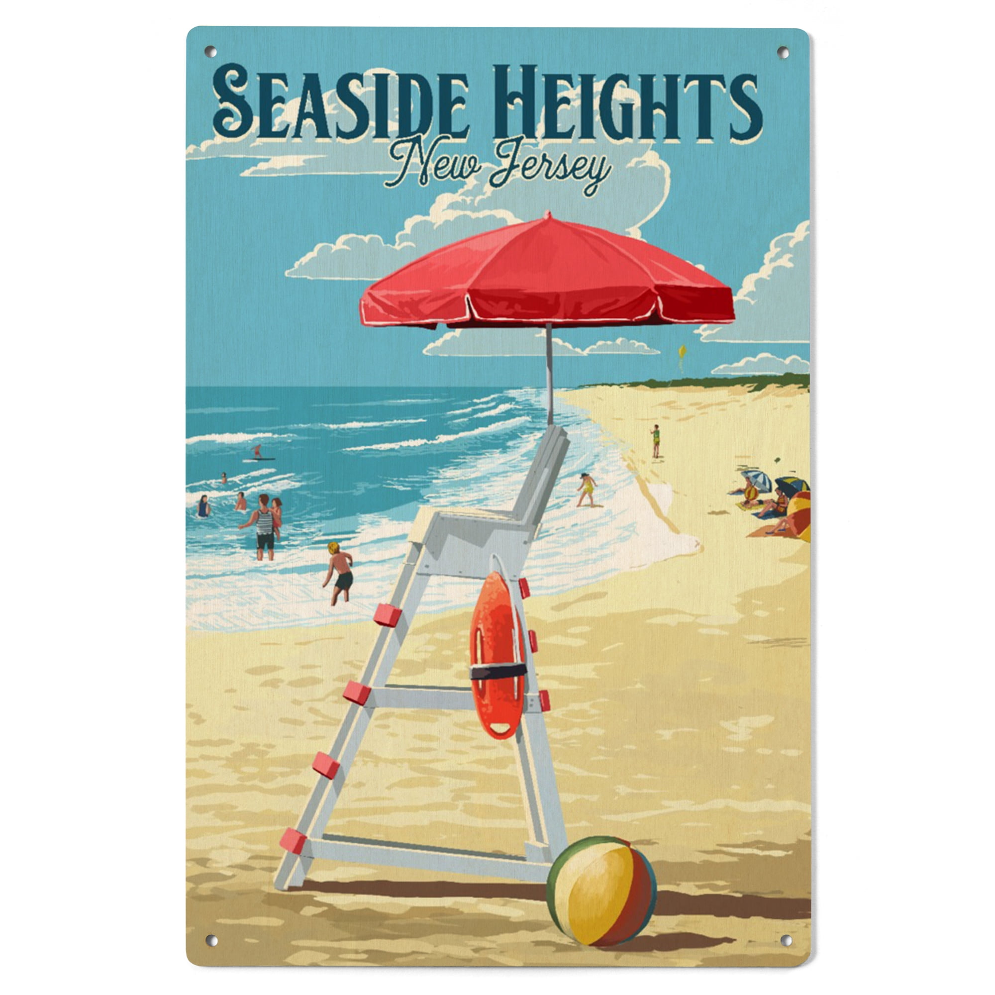 Seaside Heights, New Jersey, Lifeguard Stand Birch Wood Wall Sign (6x9 ...