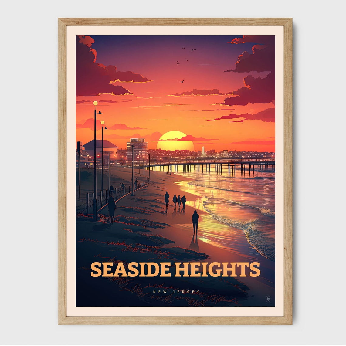 Seaside Heights Vintage Travel Art Print New Jersey Print Wall Art ...