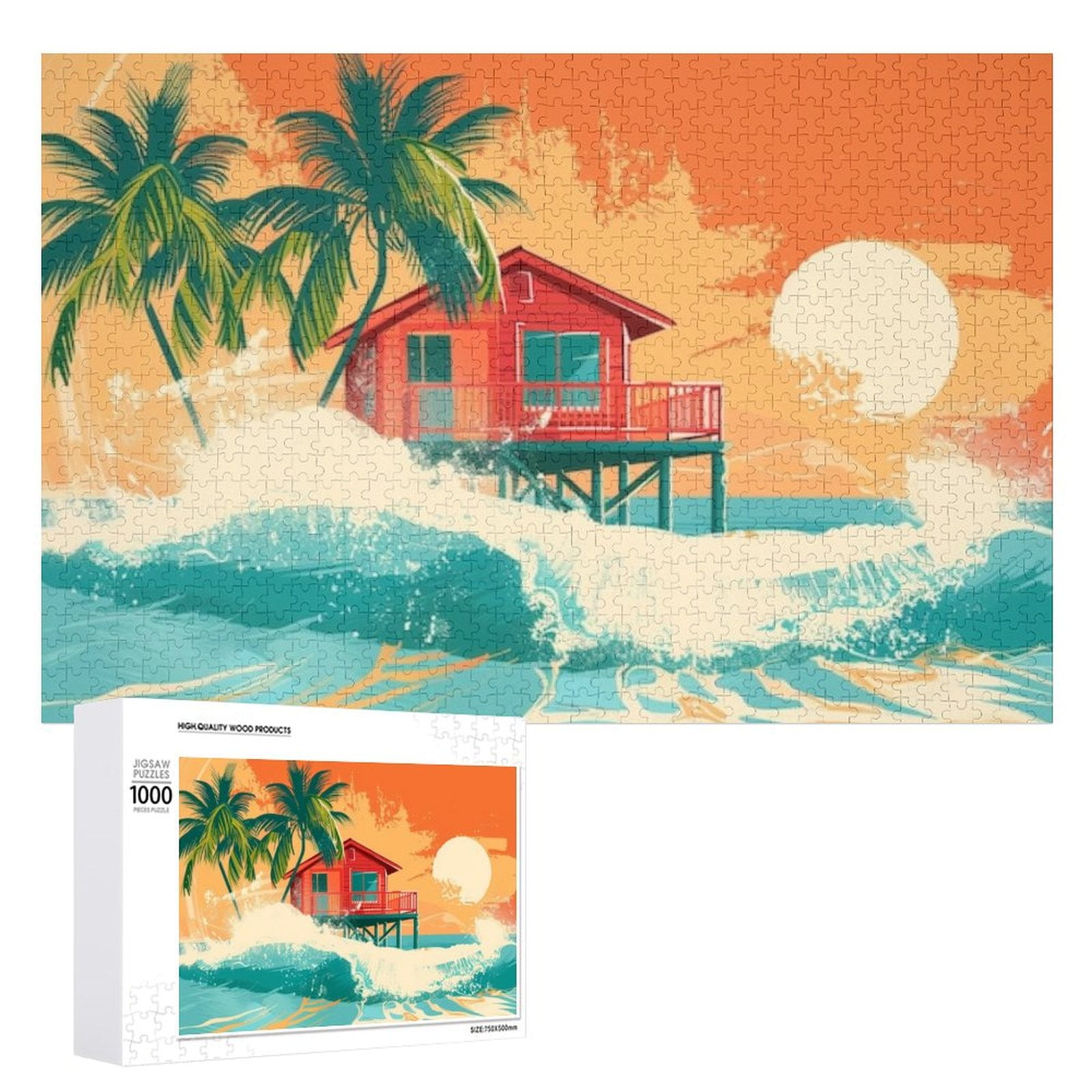 Seaside House Puzzle, 1000 Pieces for Adults & Families, Wooden Jigsaw ...