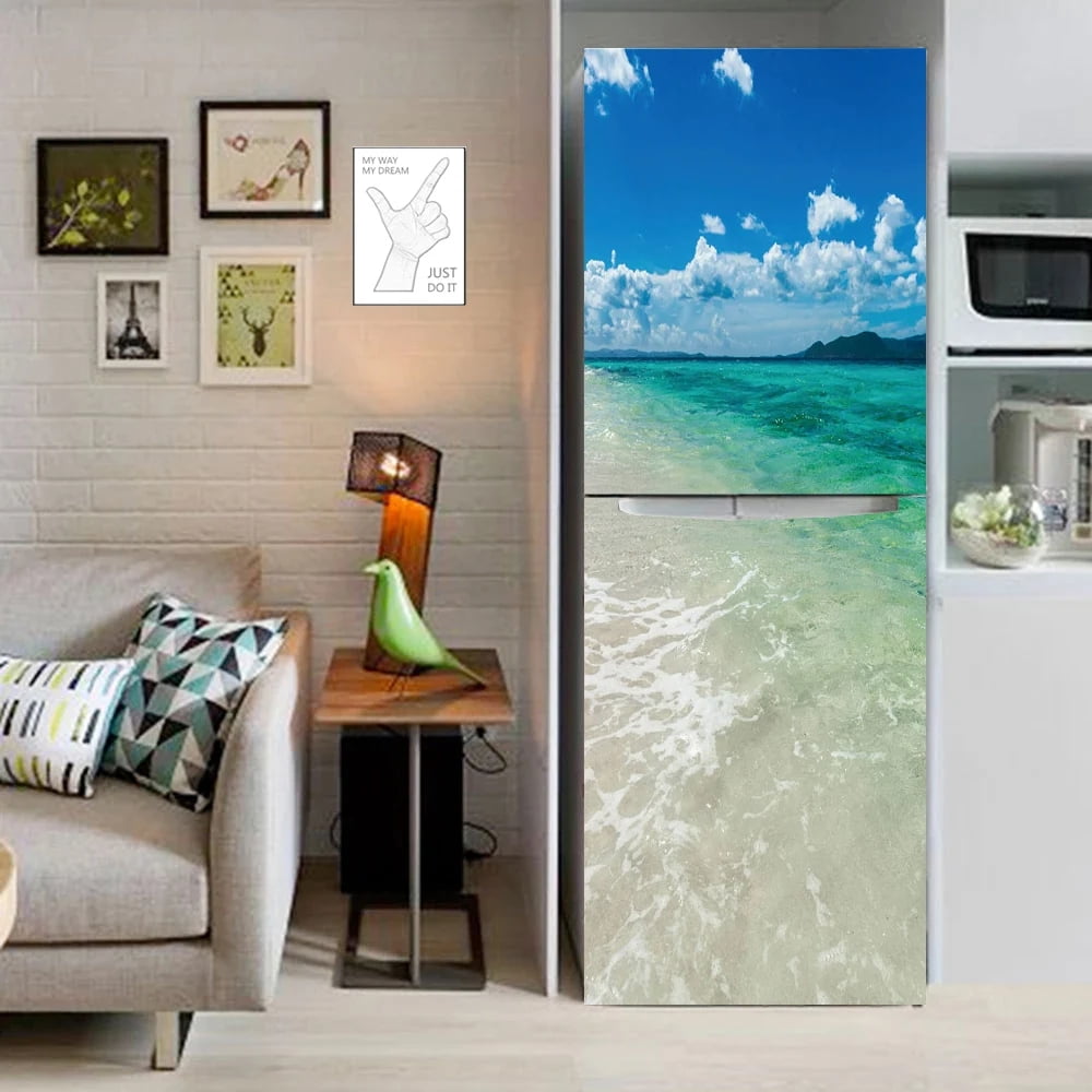 Seaside Landscape Refrigerator Sticker Vinyl Self Adhesive Fridge Door ...
