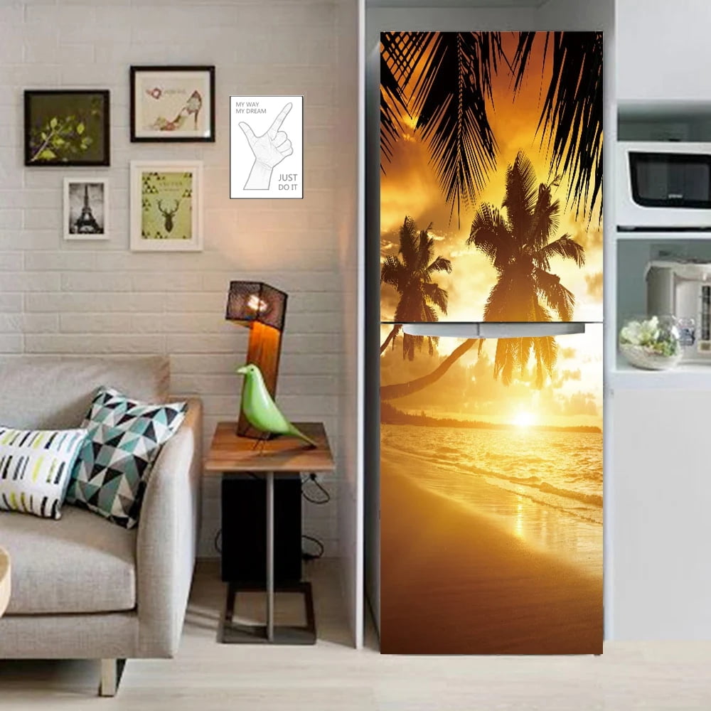 Seaside Landscape Refrigerator Sticker Vinyl Self Adhesive Fridge Door ...