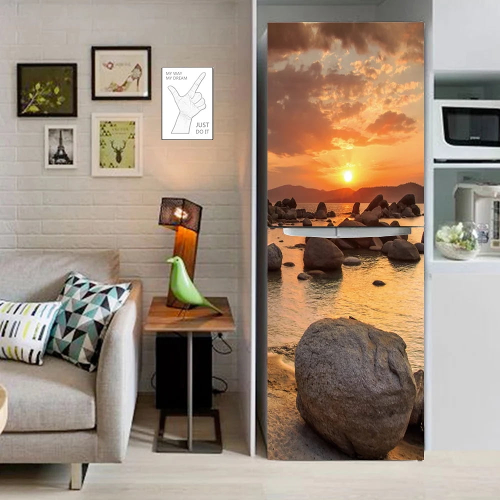 Seaside Landscape Refrigerator Sticker Vinyl Self Adhesive Fridge Door ...