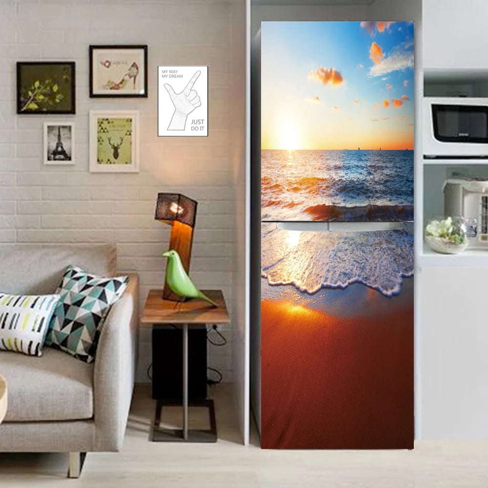 Seaside Landscape Refrigerator Sticker Vinyl Self Adhesive Fridge Door ...