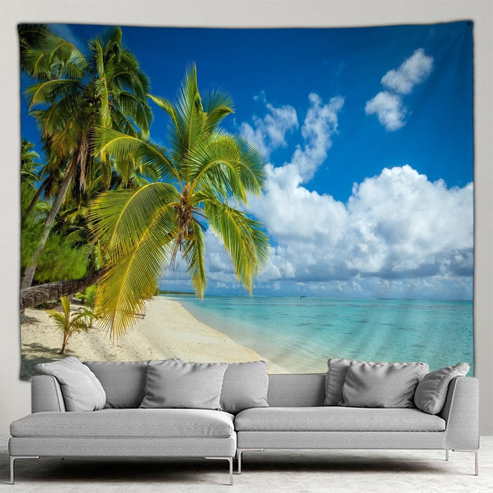 Seaside Landscape Tapestry Outdoor Poster Beach Hawaii Coconut trees ...