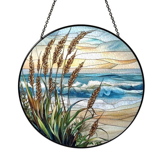 Seaside Meadow Faux Stained Glass Window Hanging - Walmart.com