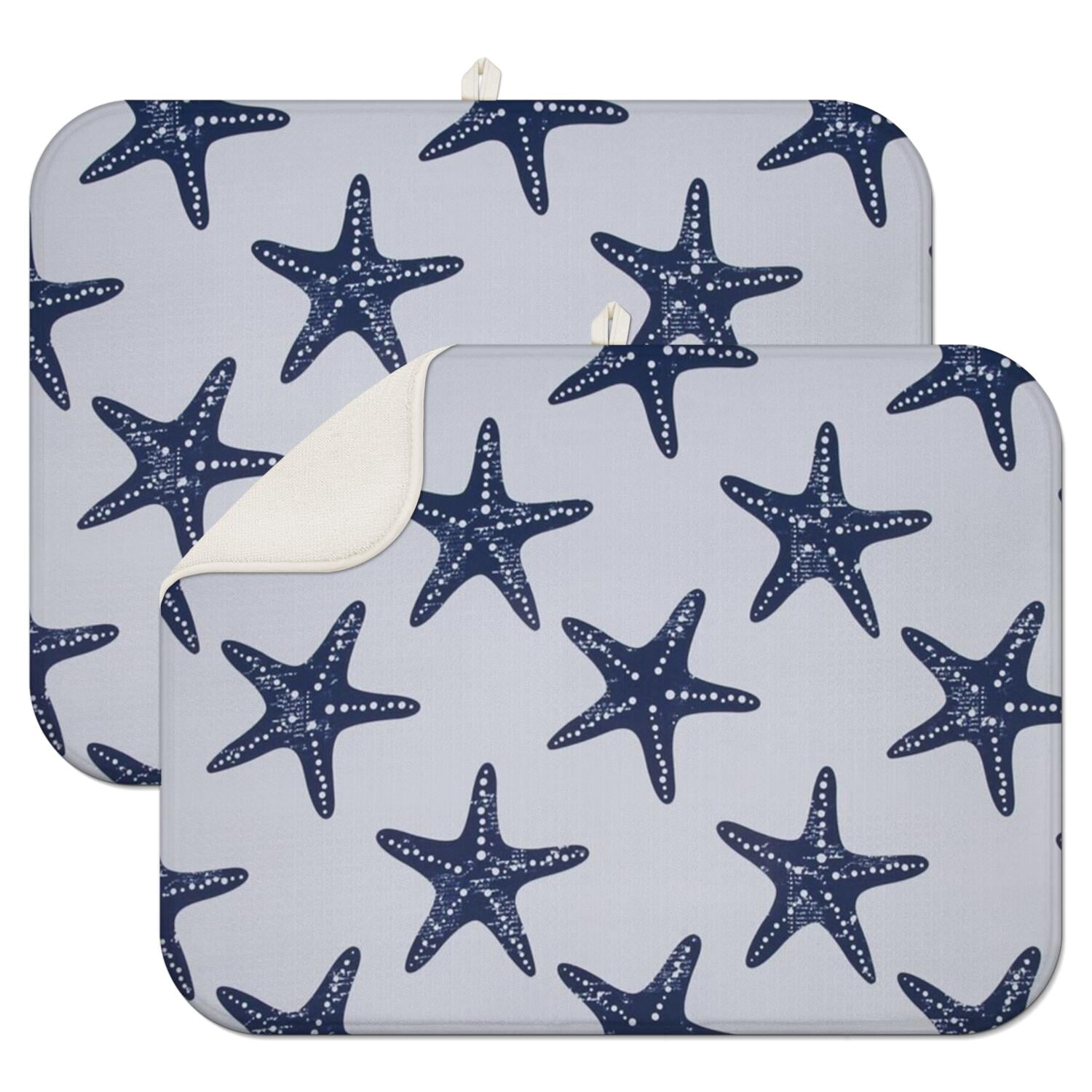 Seaside Nautical Coffee Mat Beach Starfish Seahorse Ocean Marine Coral ...