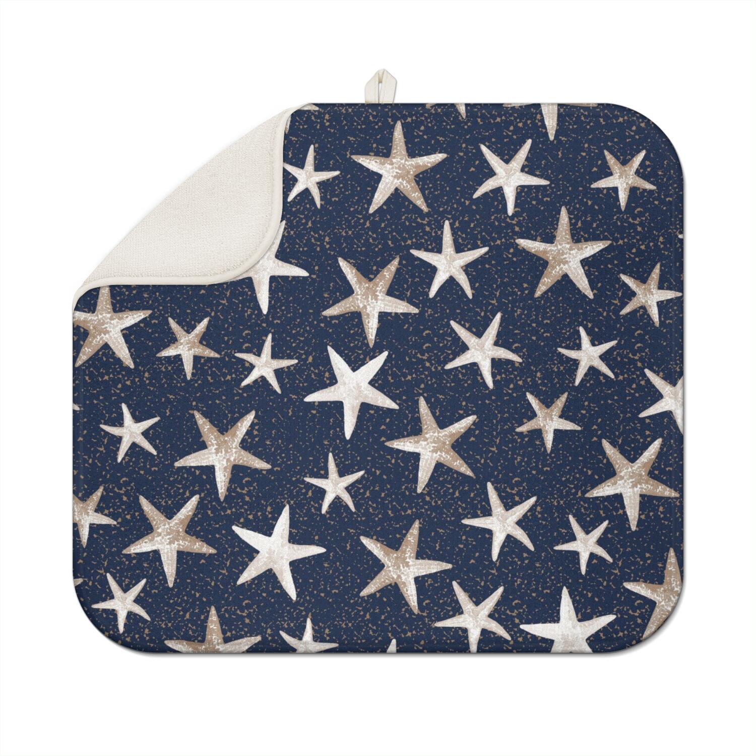 Seaside Nautical Coffee Mat Beach Starfish Seahorse Ocean Marine Coral ...