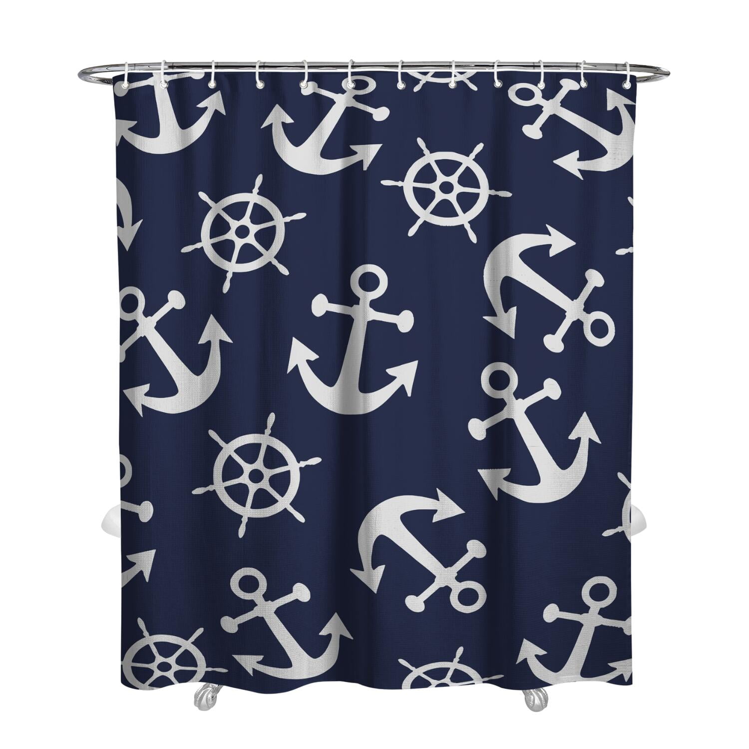 Seaside Nautical Shower Curtain, Anchor, Boat, Lighthouse and Ocean ...