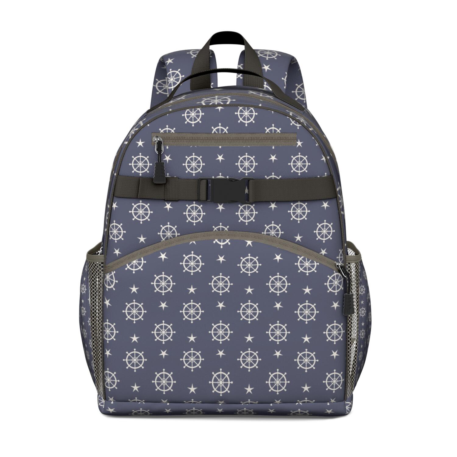 Seaside Nautical Students Backpack with Anchor, Boat, Coastal Marine ...