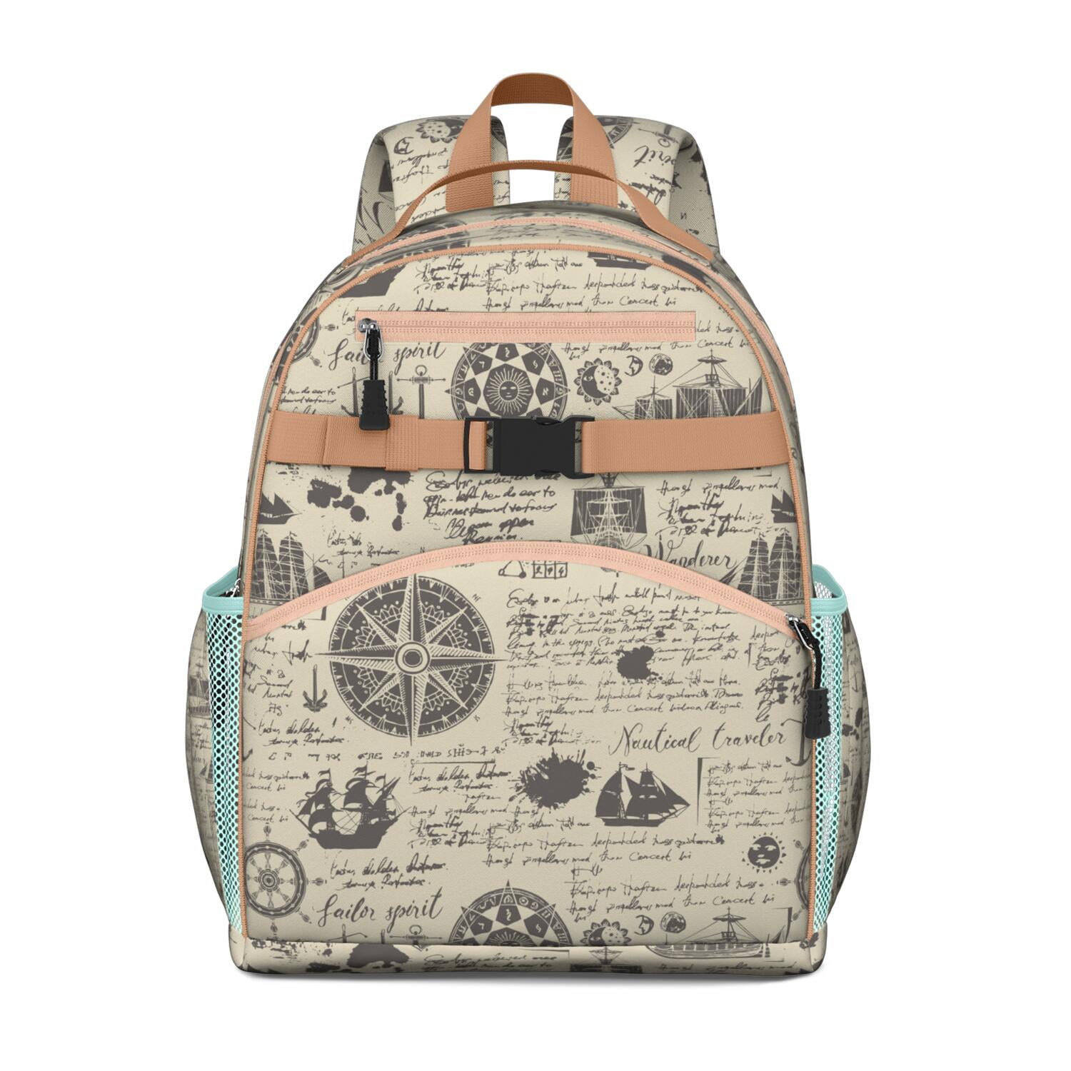 Seaside Nautical Students Backpack with Anchor, Boat, Coastal Marine ...