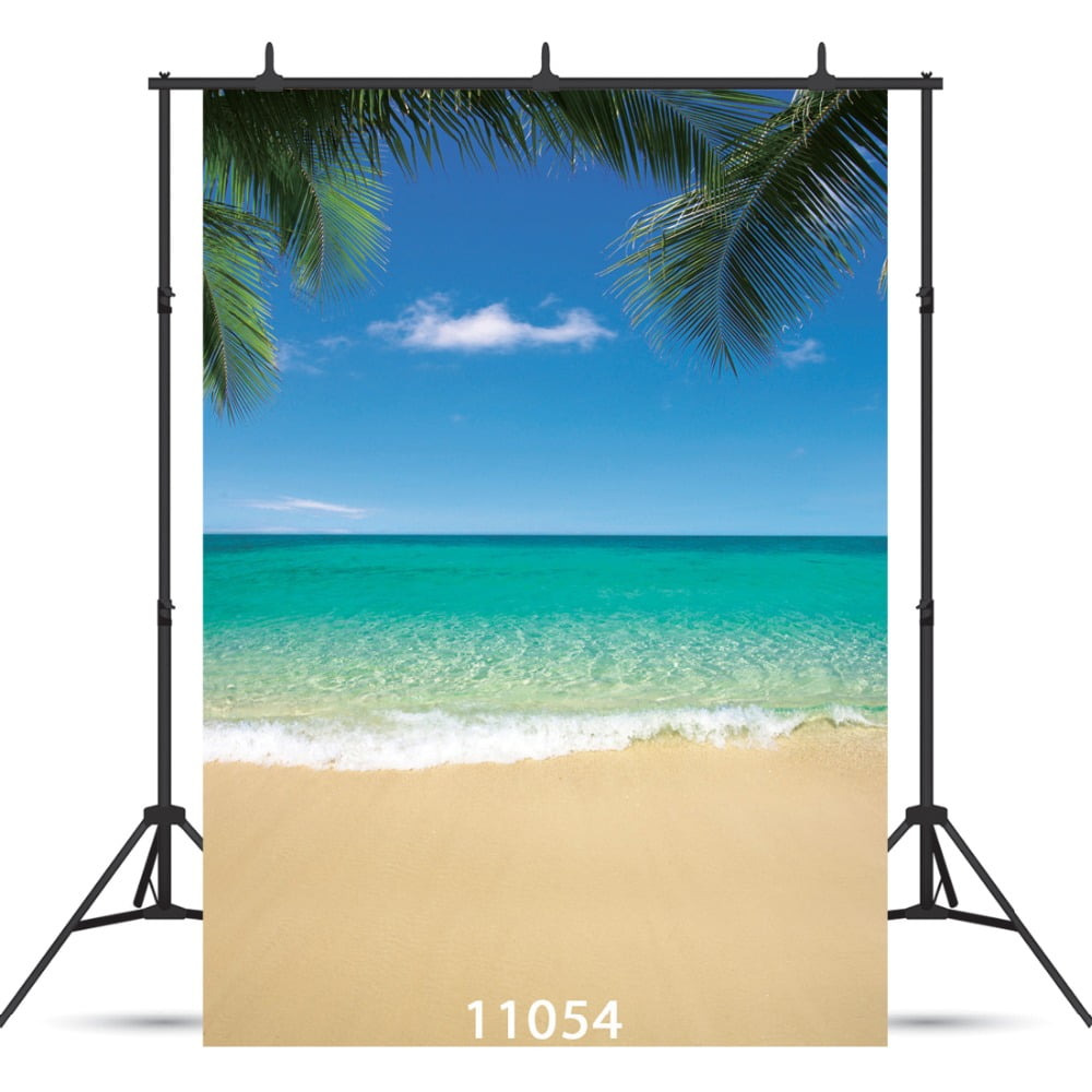 Seaside Palm Tree Waves Summer Scenic Photo Background Vinyl Cloth ...