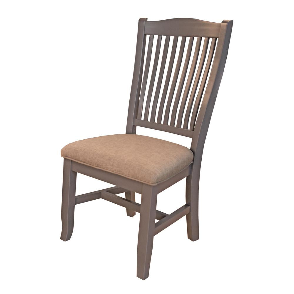 Seaside Pine Slatback Side Chairs with Upholstered Seating (Set of 2 ...