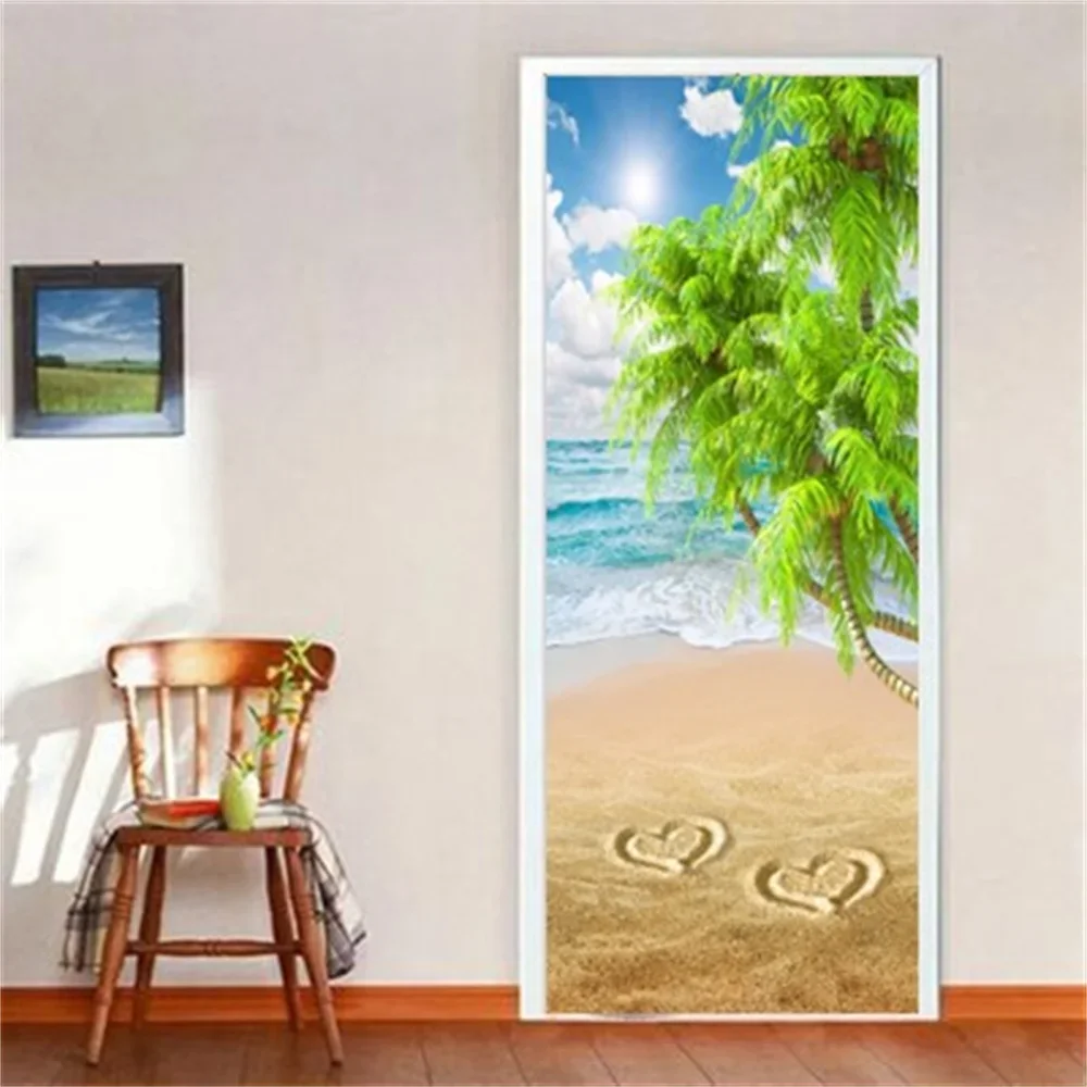 Seaside Scenery Door Stickers Ocean Beach Wallpaper Decal Hawaii Sea ...
