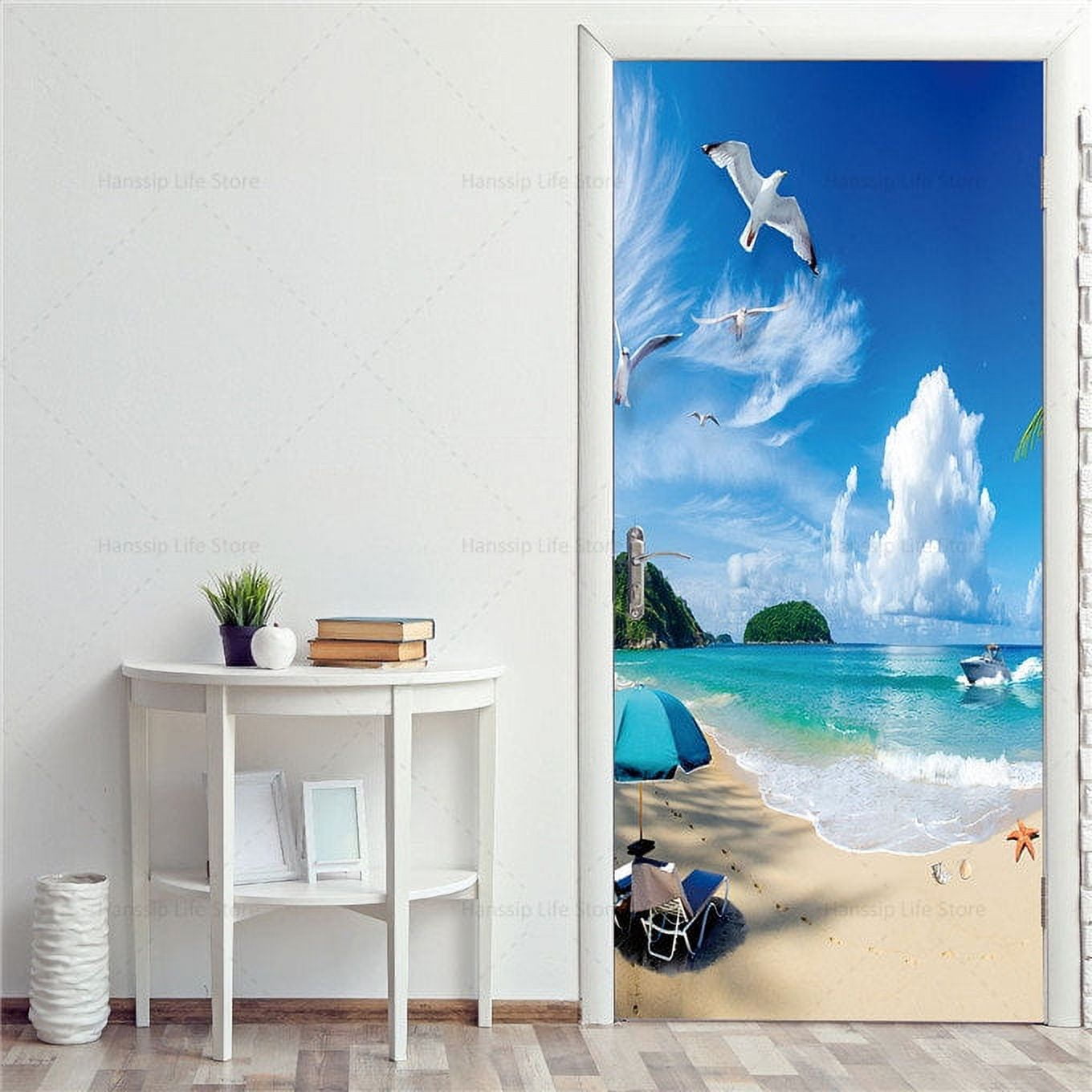 Seaside Scenery Door Wrap Vinyl PVC Poster Wall Decals Self Adhesive ...