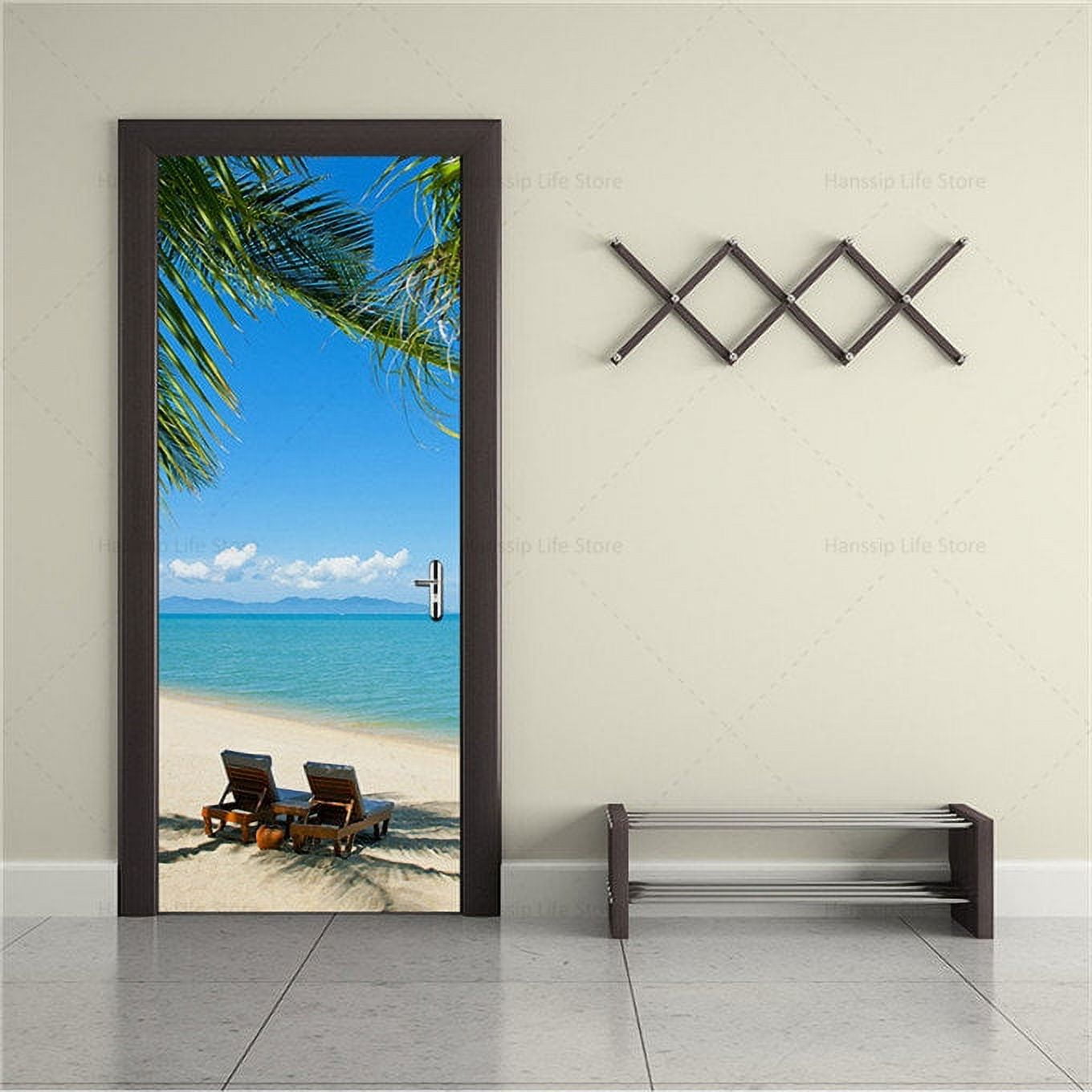 Seaside Scenery Door Wrap Vinyl PVC Poster Wall Decals Self Adhesive ...