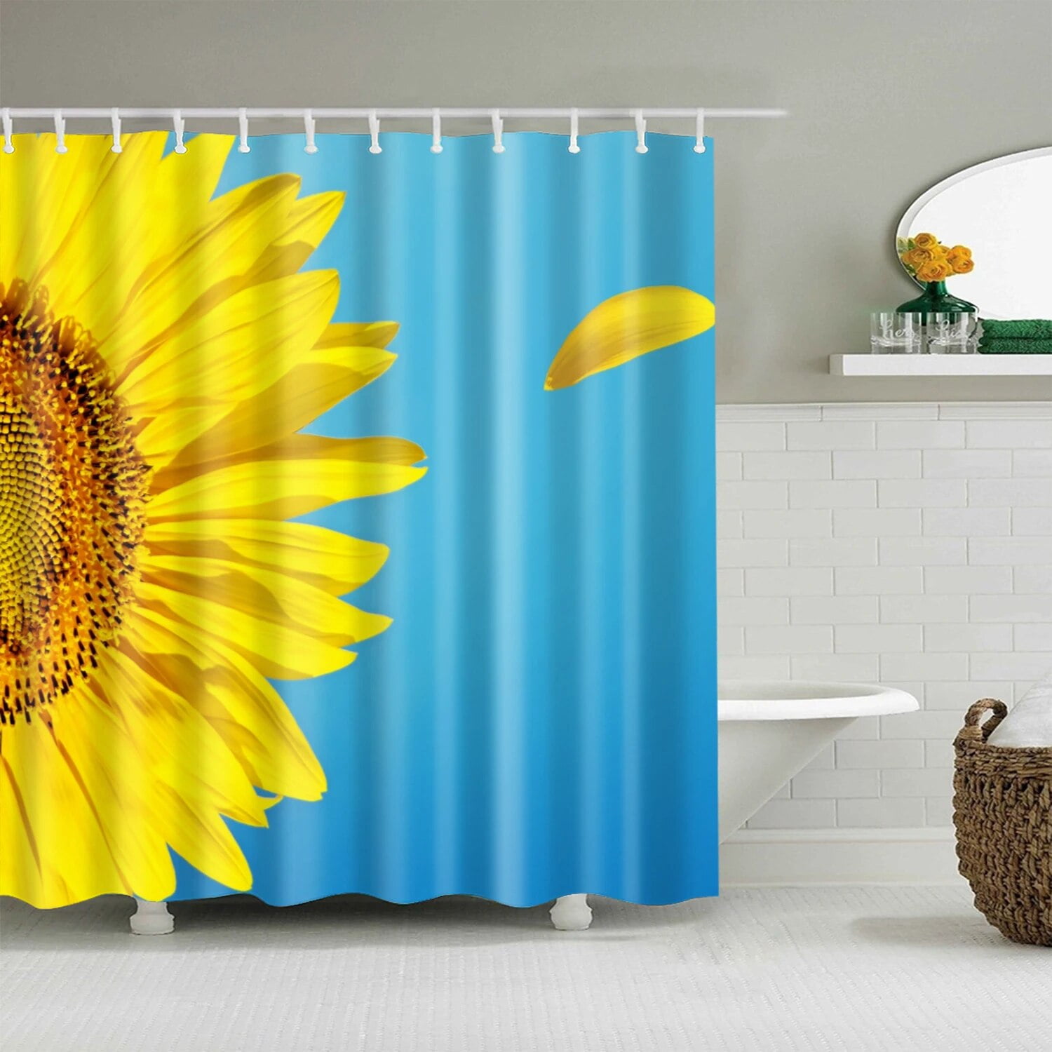 Seaside Scenic Plant Flower Leaf Shell Bathroom Shower Curtain ...