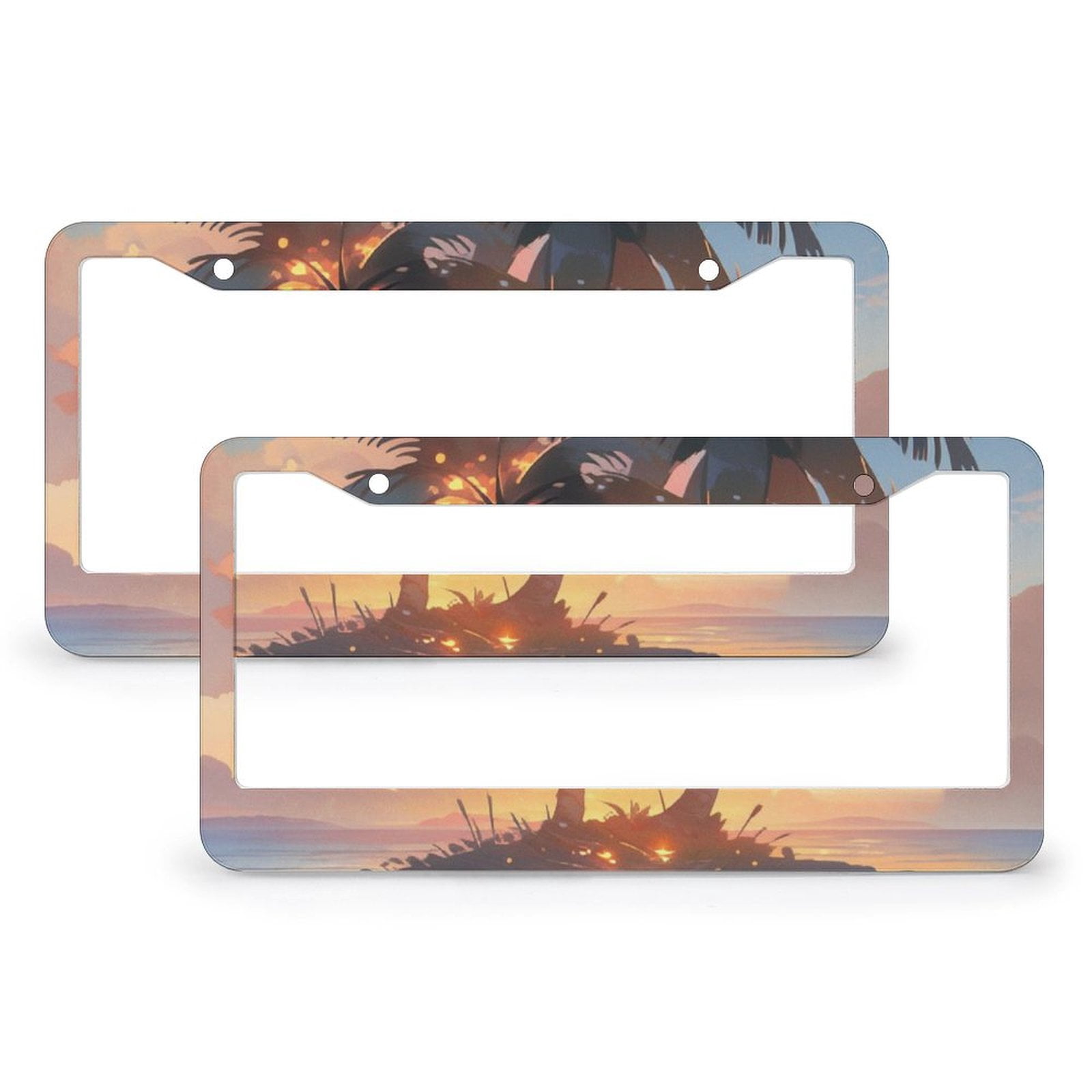 Seaside Sea Beach Sunset Landscape License Plate Frame 2 Pieces Summer ...