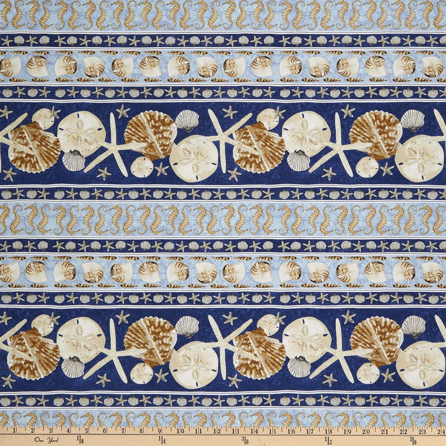 Seaside Sea Life Stripe Medium Blue, Fabric by The Yard - Walmart.com