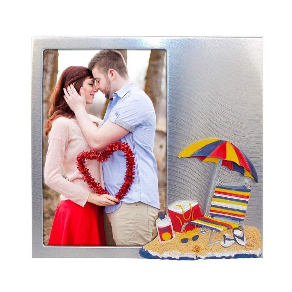 Seaside Serenity Beach Theme 3D Photo Frame, 4x6 Size, Brushed Metal ...