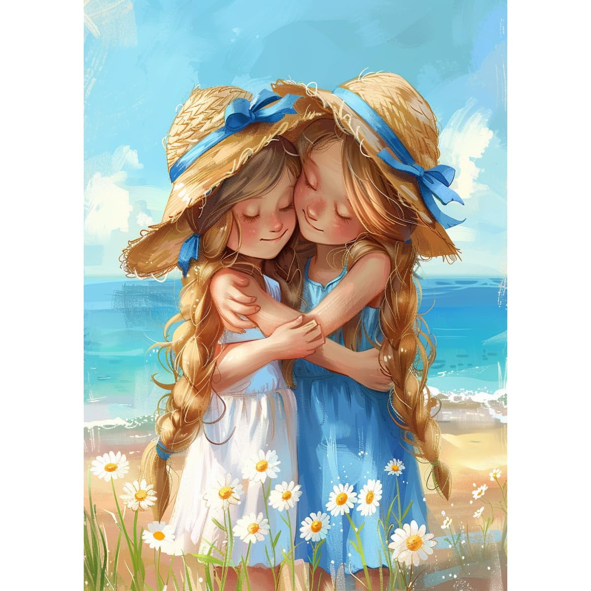 Seaside Sisters Hug Together DIY 5D Diamond Art Paint with Full Drill ...
