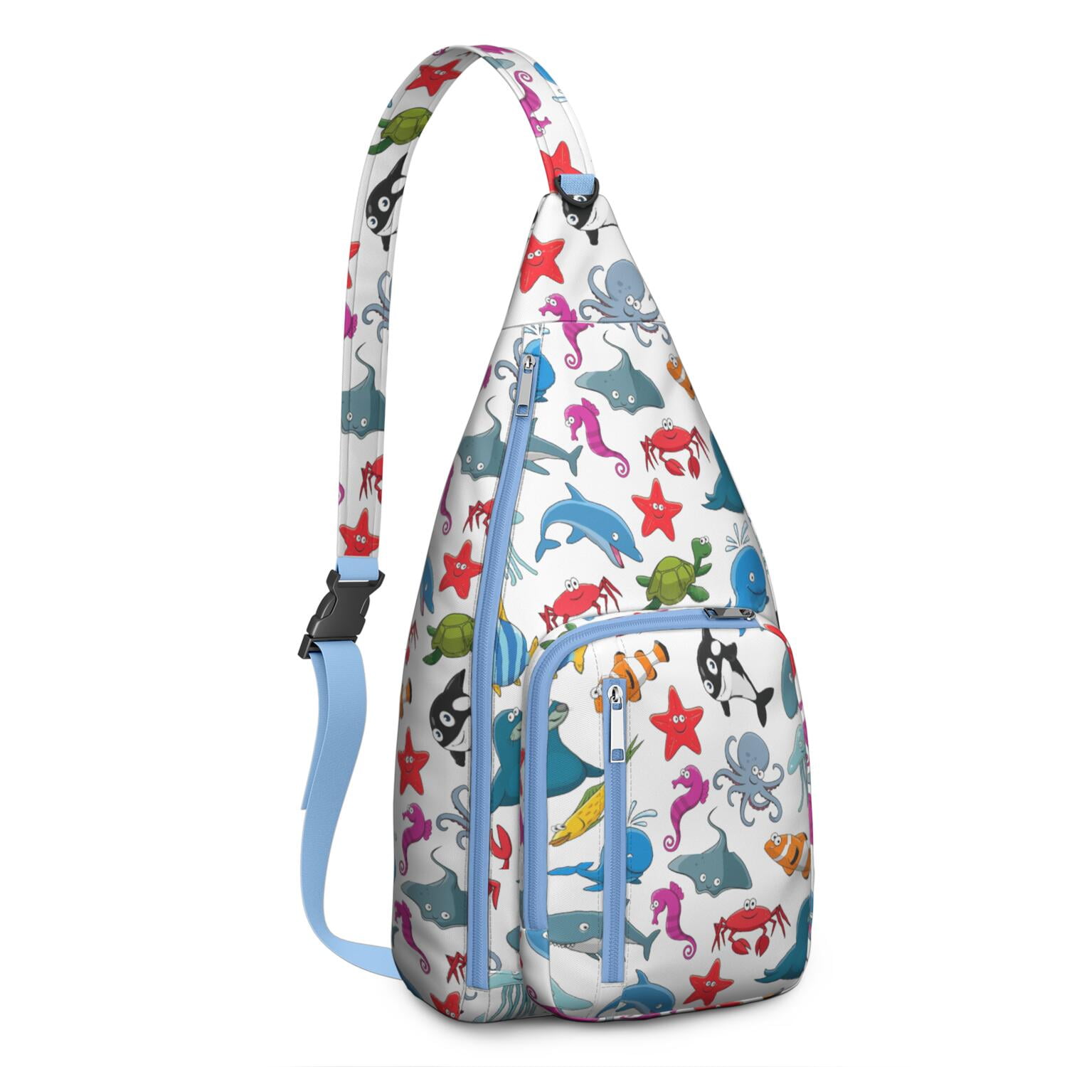 Seaside Sling Bag - Underwater Theme with Coral, Fish & Anchor Prints ...