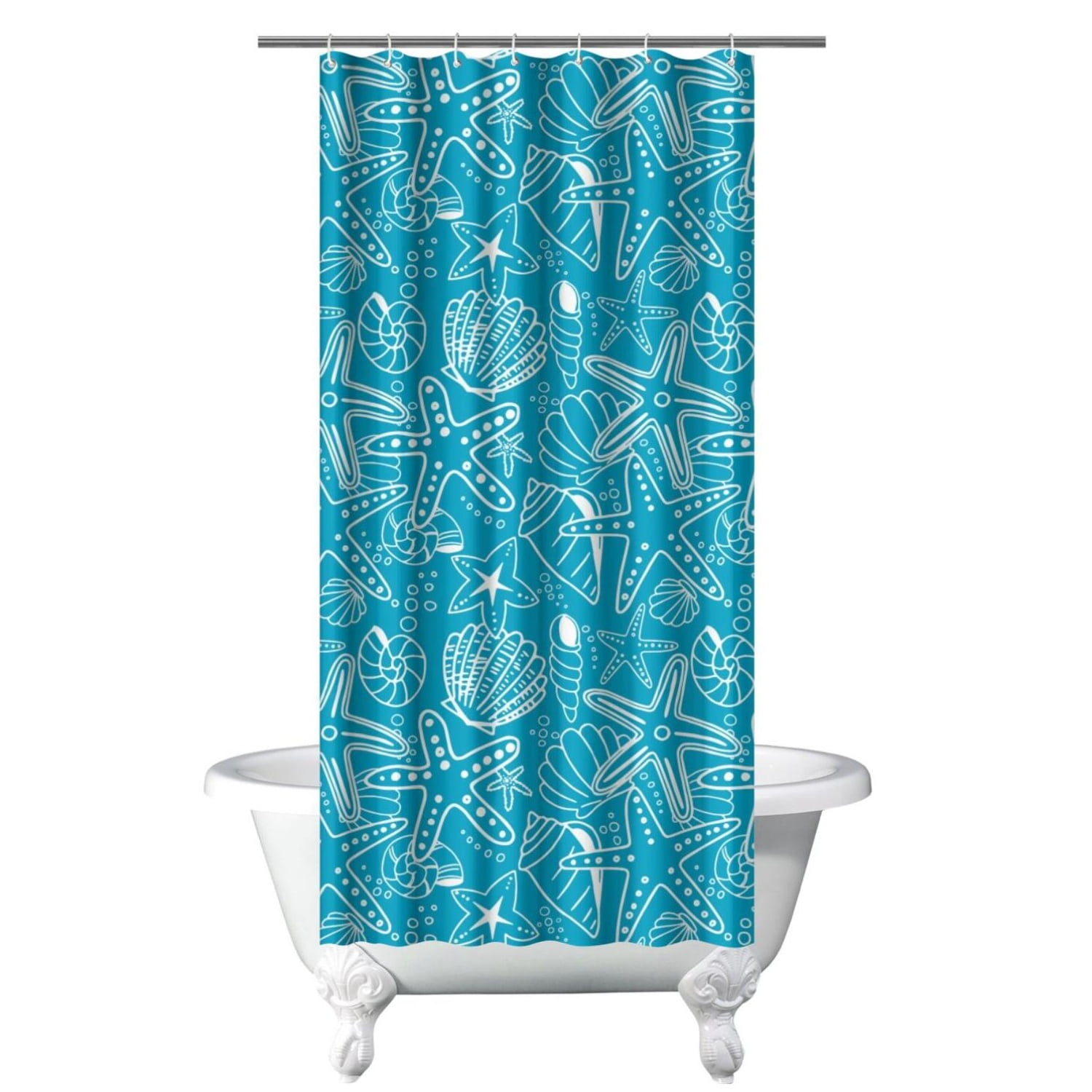 Seaside Starfish Coral Fish Anchor Shower Curtain 36x72in with Hooks ...