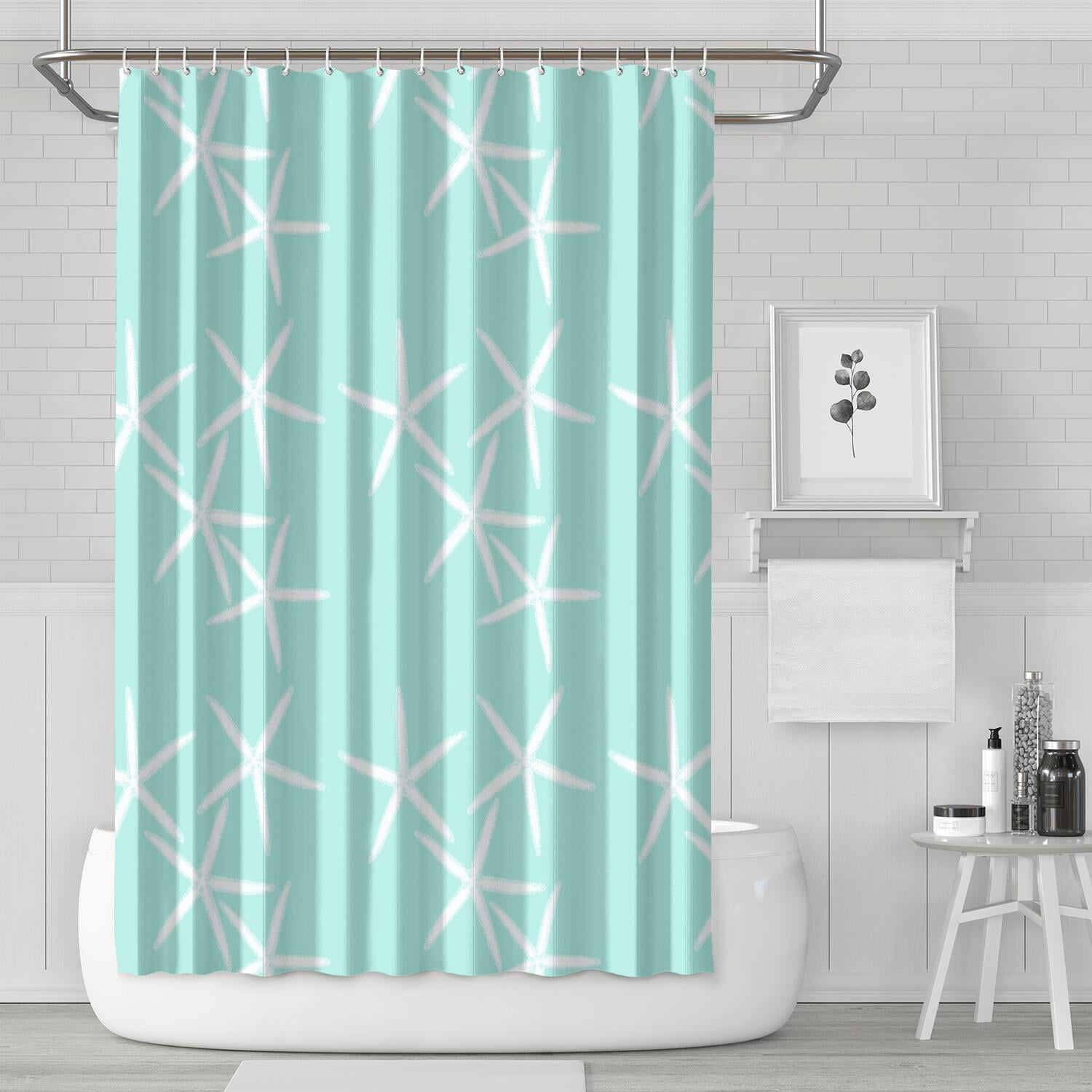 Seaside Starfish Shower Curtain 72x72 Inch Waterproof Polyester ...
