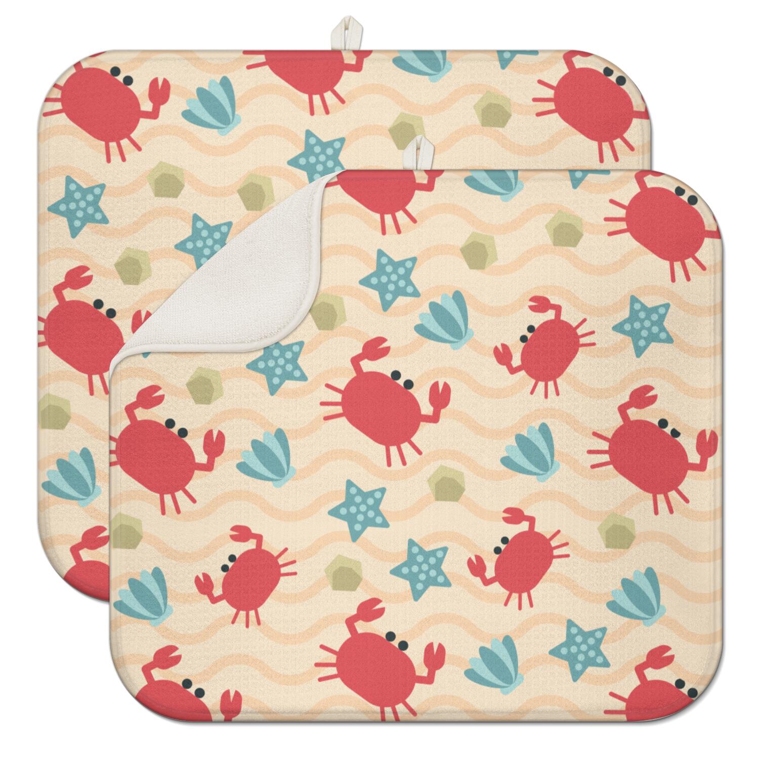Seaside Summer Coffee Mat Beach Ocean Shells Coral Sea Marine Life Crab ...