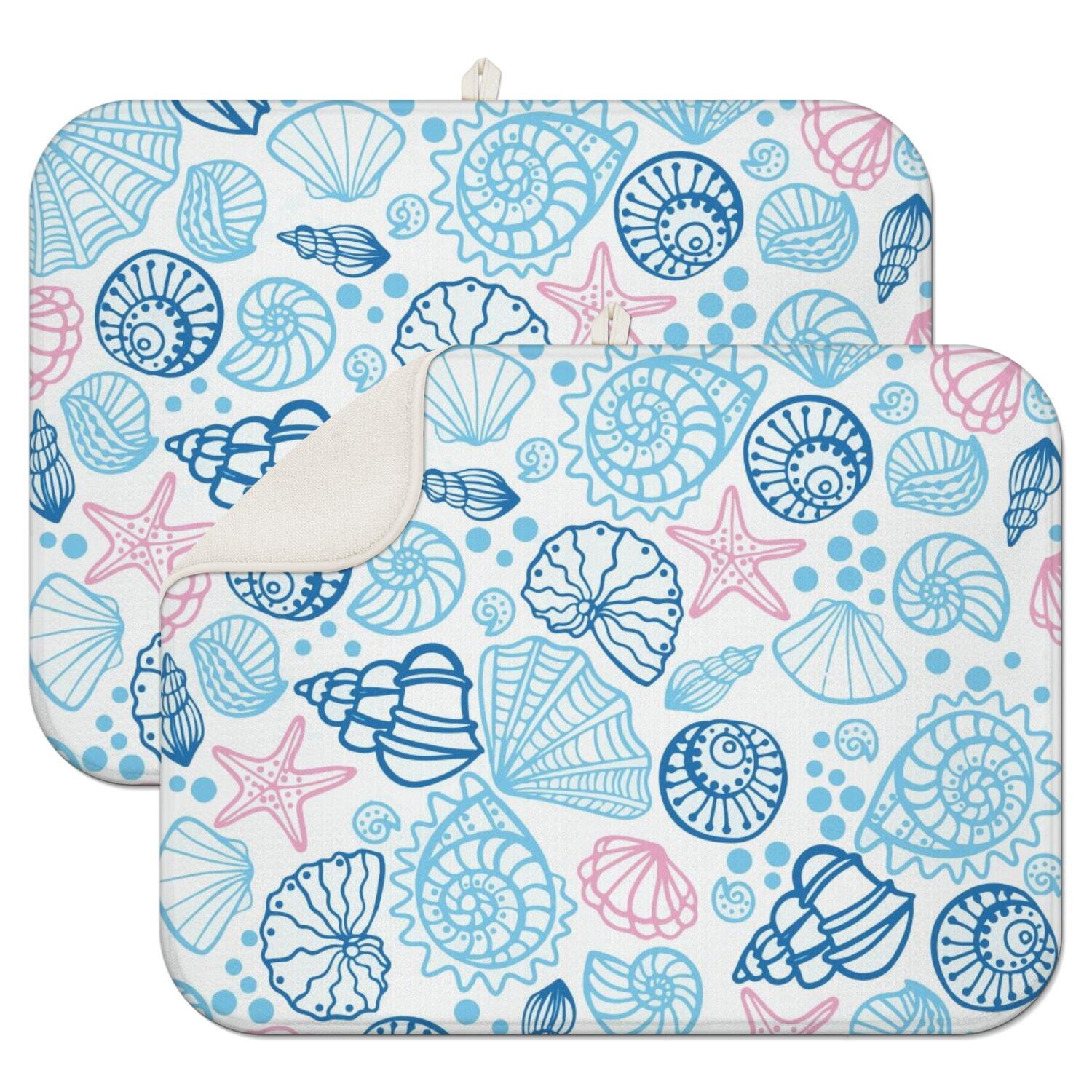Seaside Summer Coffee Mat Beach Ocean Shells Coral Sea Marine Life ...