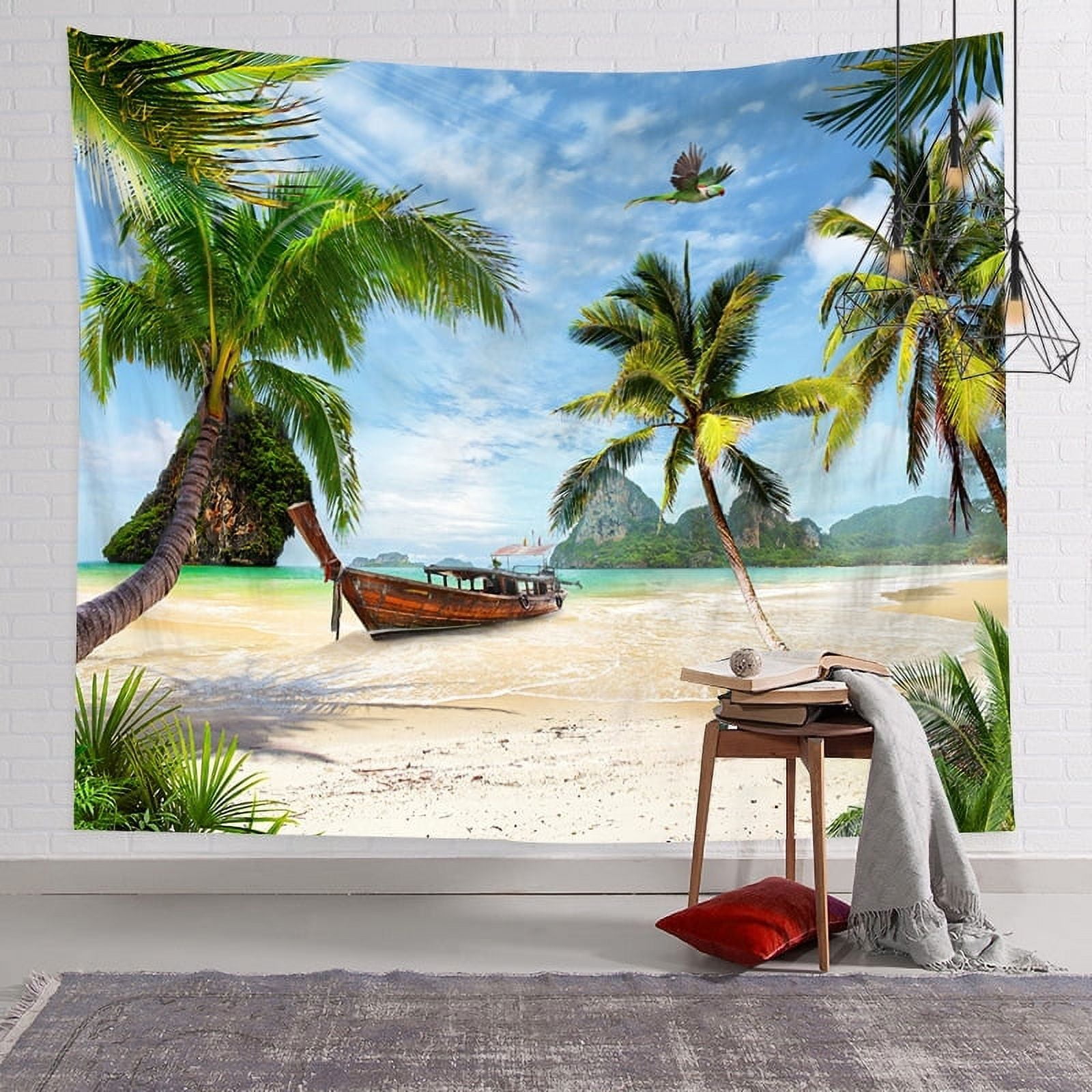Seaside Sunset Backdrops Seaside Palm Tree Photography Background ...