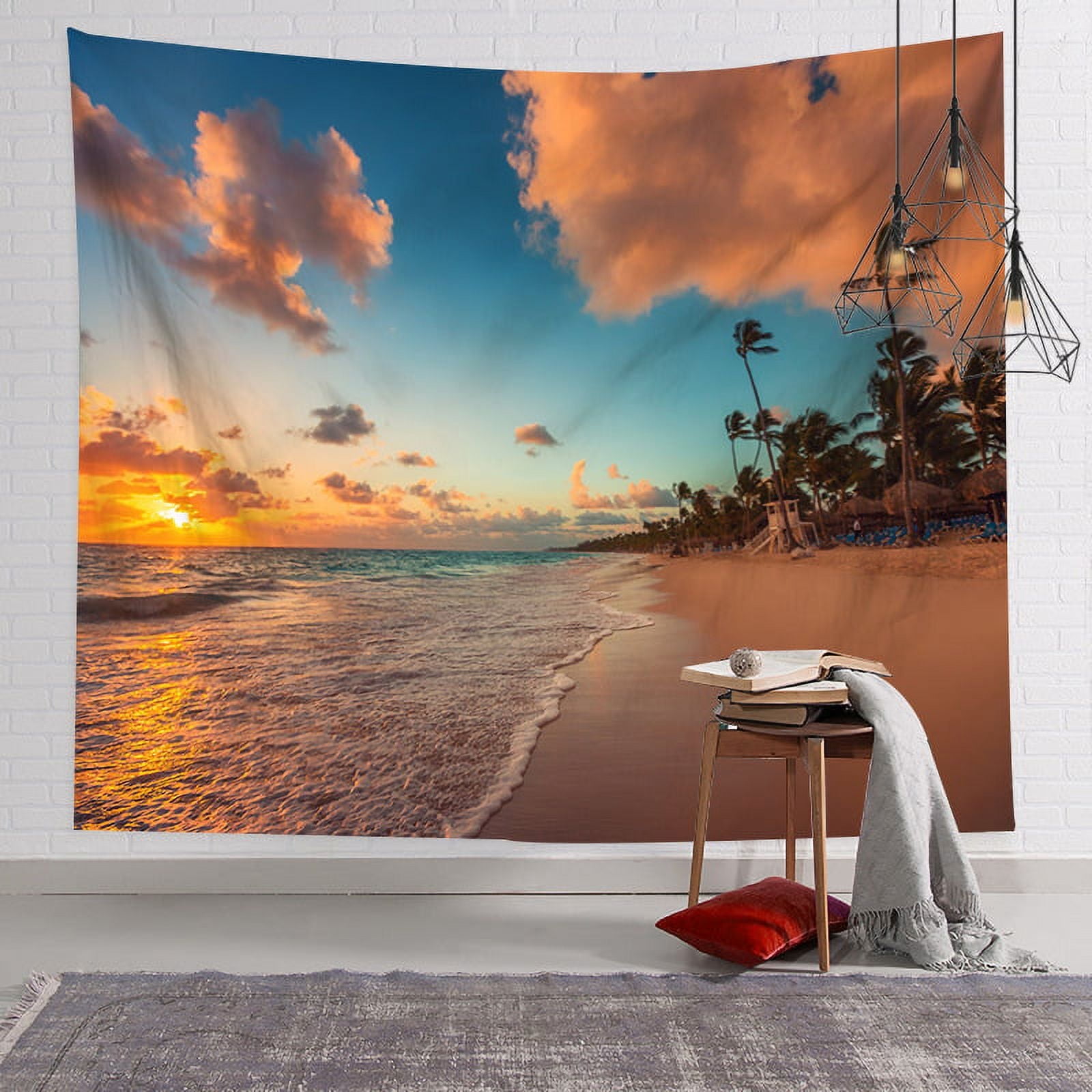 Seaside Sunset Backdrops Seaside Palm Tree Photography Background ...