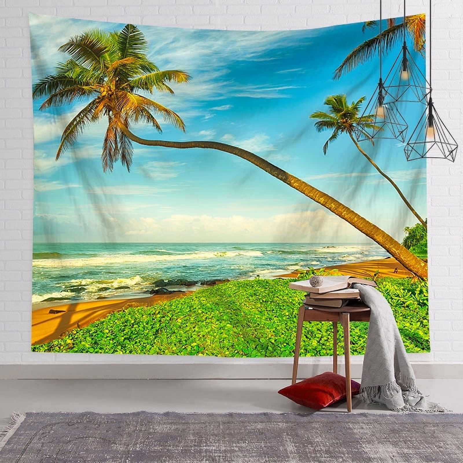 Seaside Sunset Backdrops Seaside Palm Tree Photography Background ...