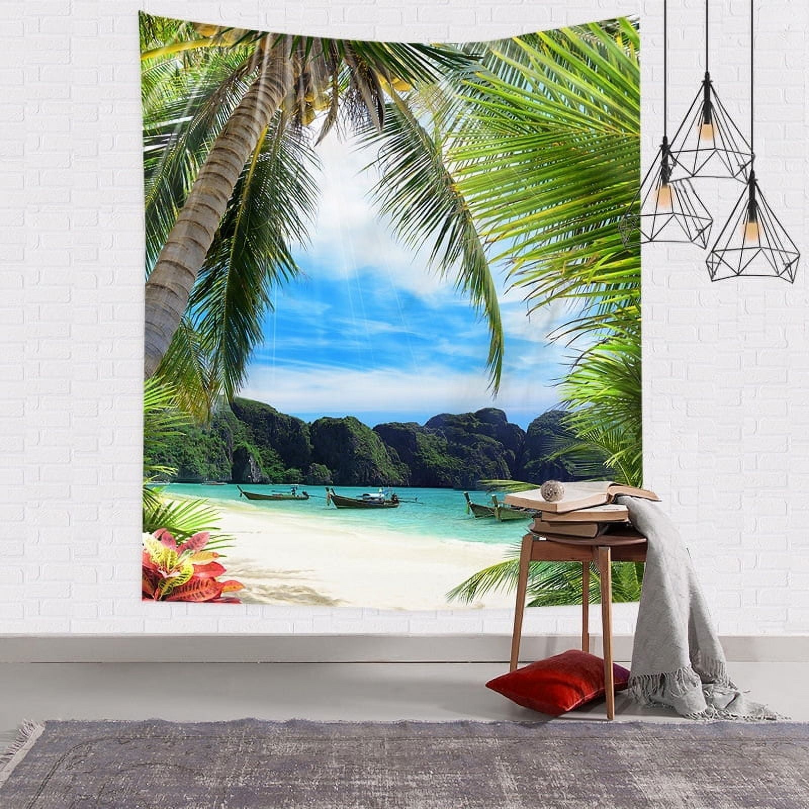 Seaside Sunset Backdrops Seaside Palm Tree Photography Background ...