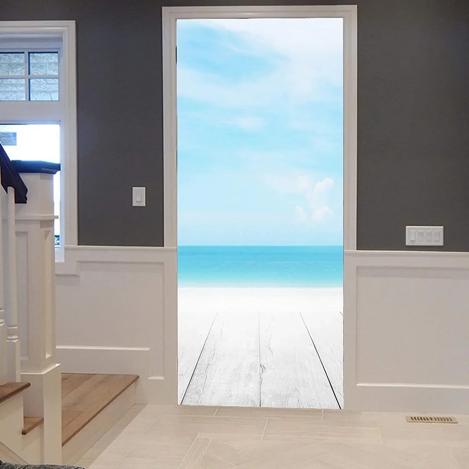 Seaside Sunset Door Sticker Ocean Scenery Decal Removable Natural Sea ...