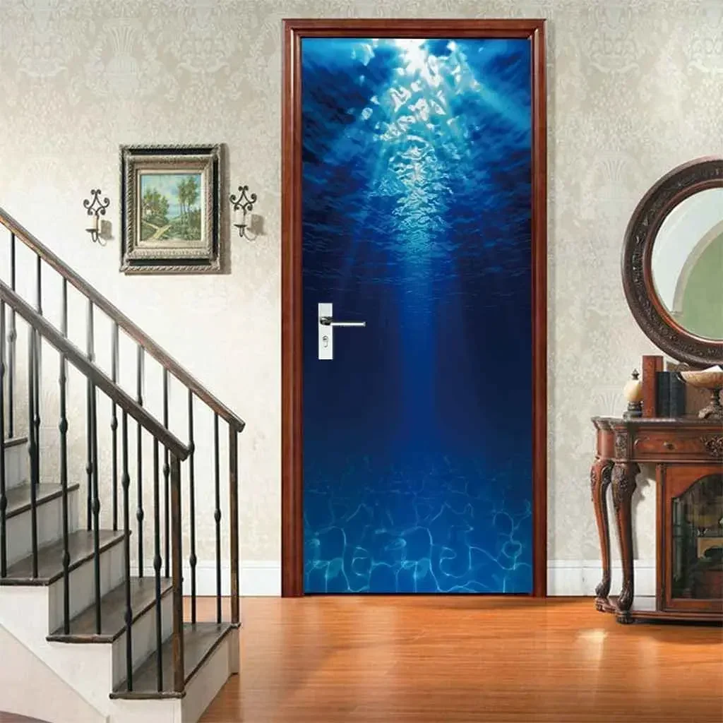 Seaside Sunset Door Sticker Ocean Scenery Decal Removable Natural Sea ...