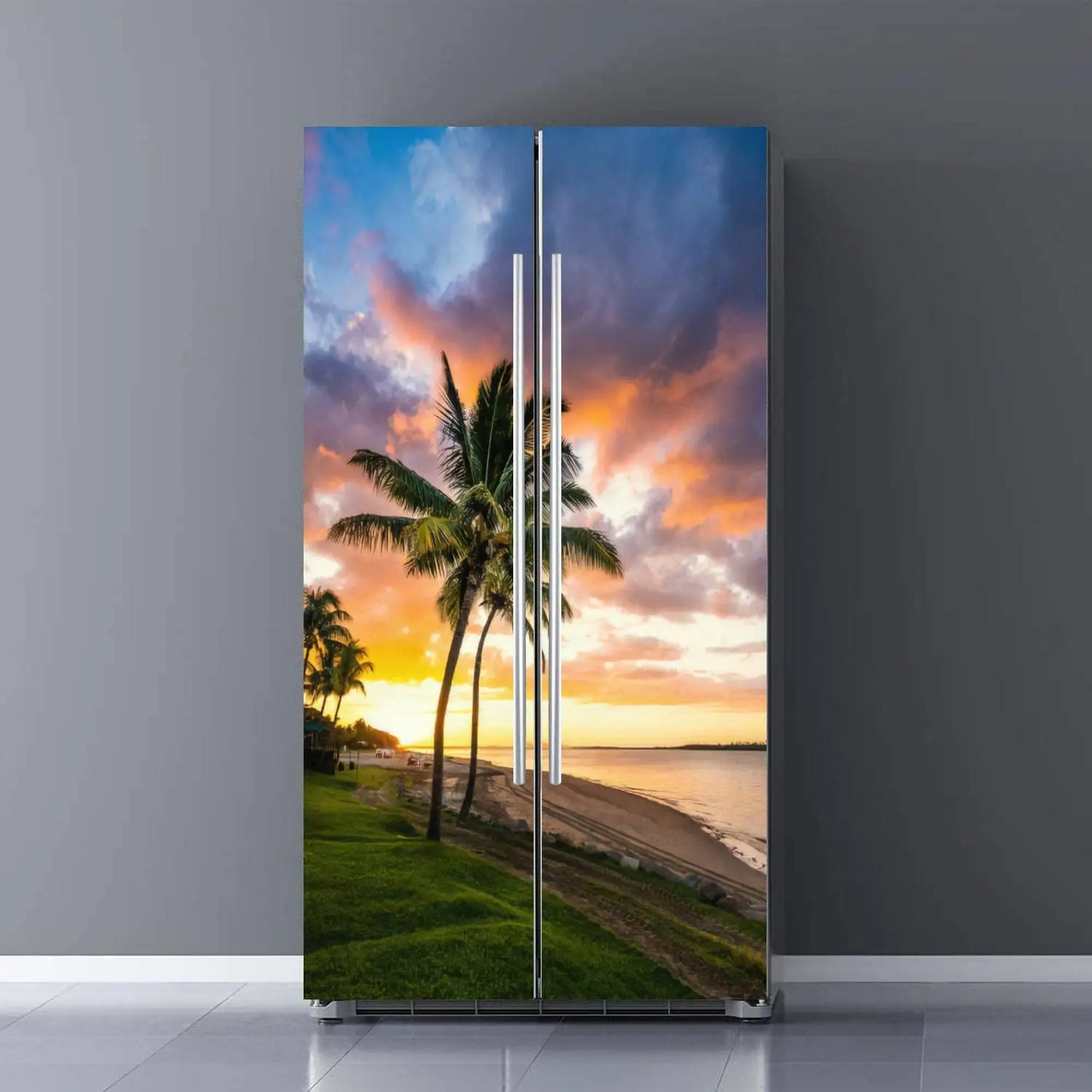 Seaside Sunset Landscape Refrigerator Wrap Tropical Hawaii Beach Fridge ...