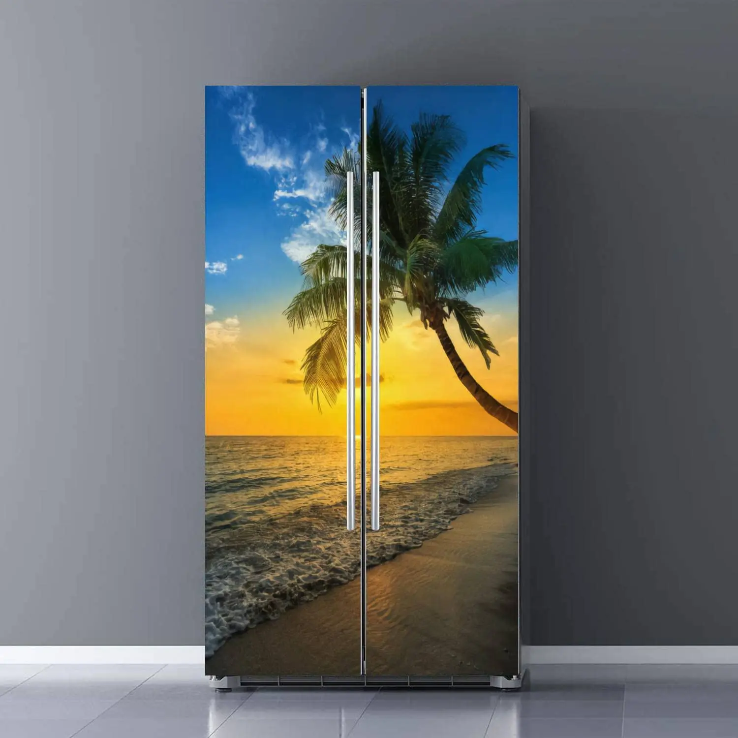Seaside Sunset Landscape Refrigerator Wrap Tropical Hawaii Beach Fridge ...