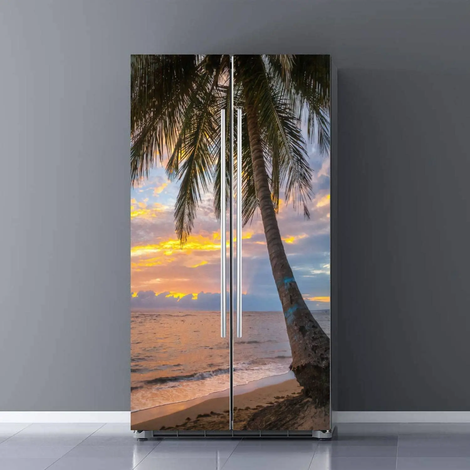 Seaside Sunset Landscape Refrigerator Wrap Tropical Hawaii Beach Fridge ...