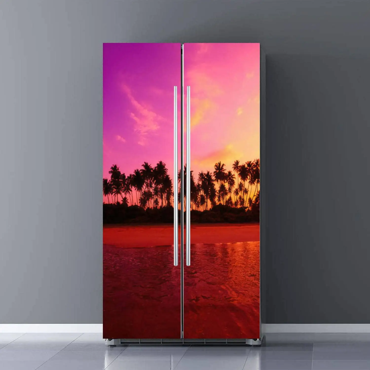 Seaside Sunset Landscape Refrigerator Wrap Tropical Hawaii Beach Fridge ...