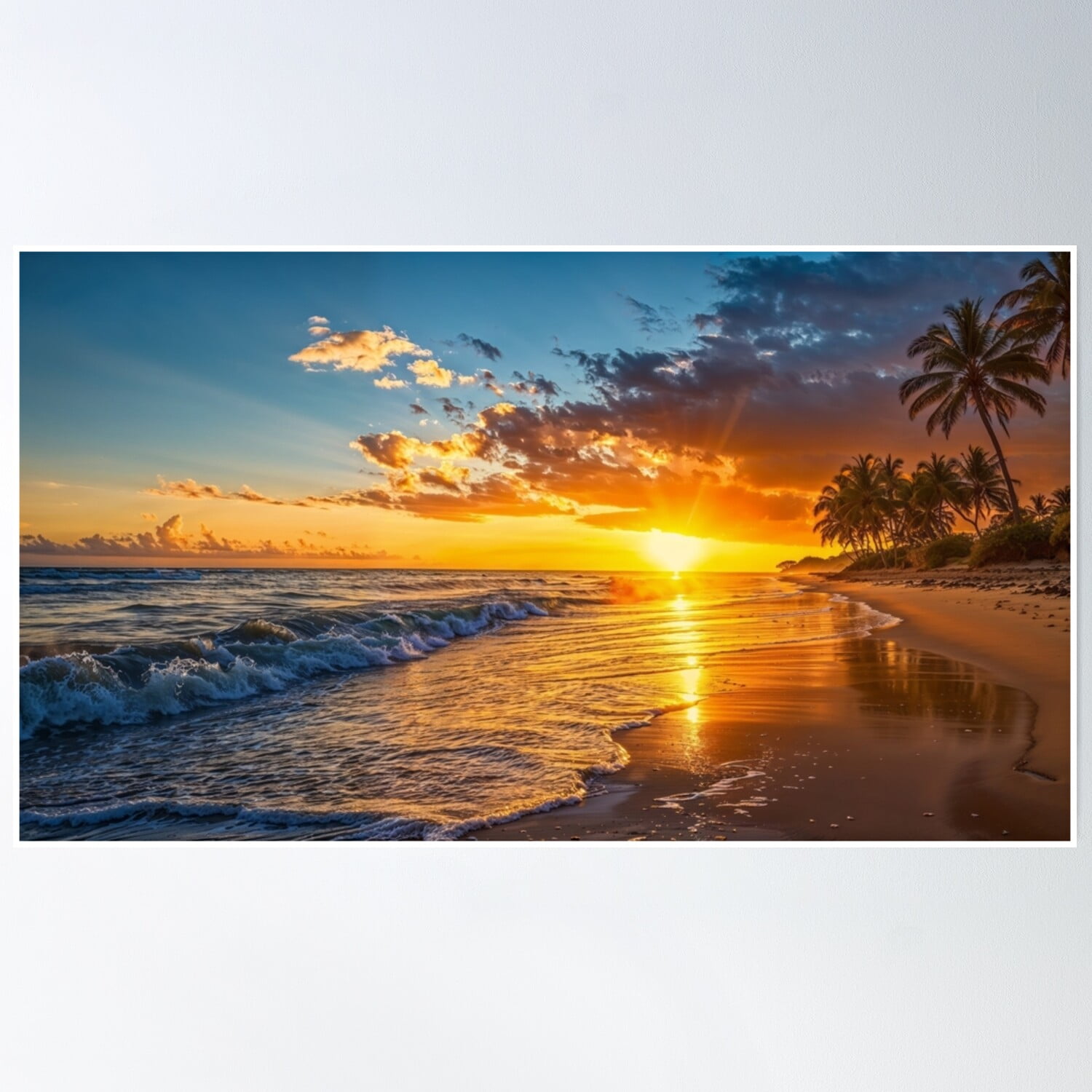 Seaside Sunset Poster Wall Art, Modern Wall Decor, 12x18 UNFRAMED ...