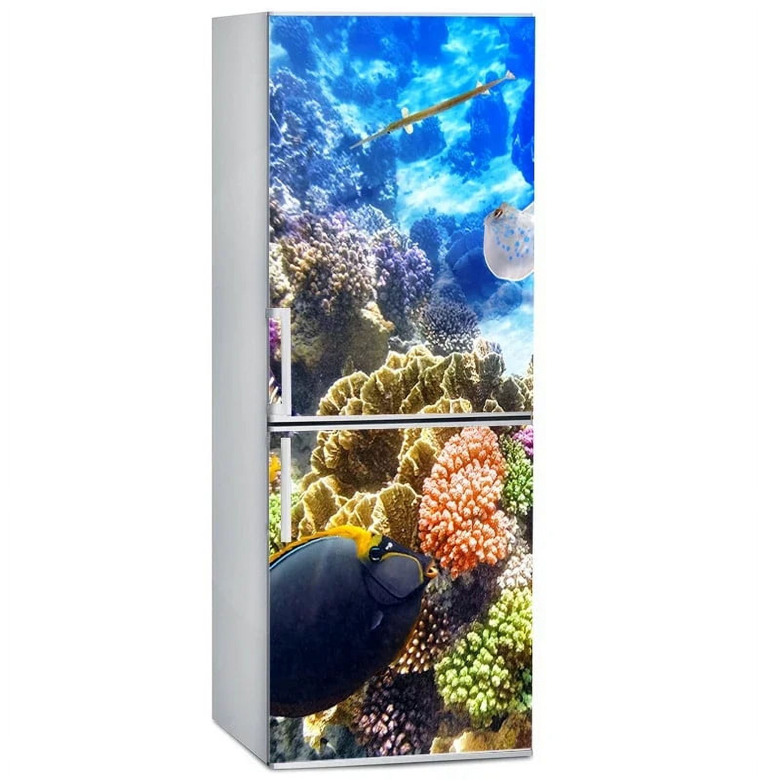 Seaside Sunset Tree Refrigerator Wallpaper 3D Stereoscopic Fridge ...