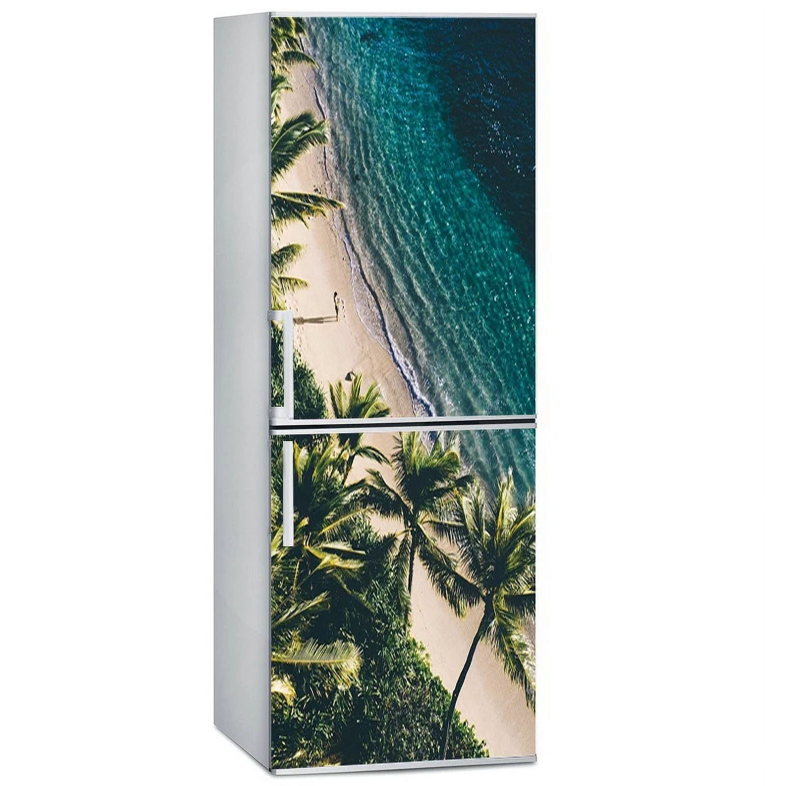 Seaside Sunset Tree Refrigerator Wallpaper 3D Stereoscopic Fridge ...